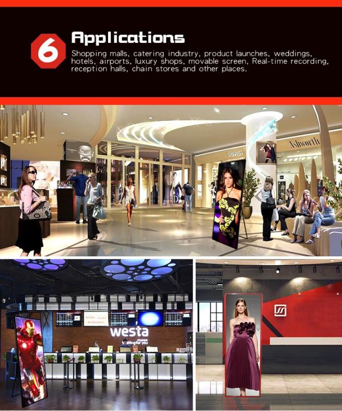 Shopping Mall Advertising P2mm HD LED Poster Display Floor Stand Alone ...