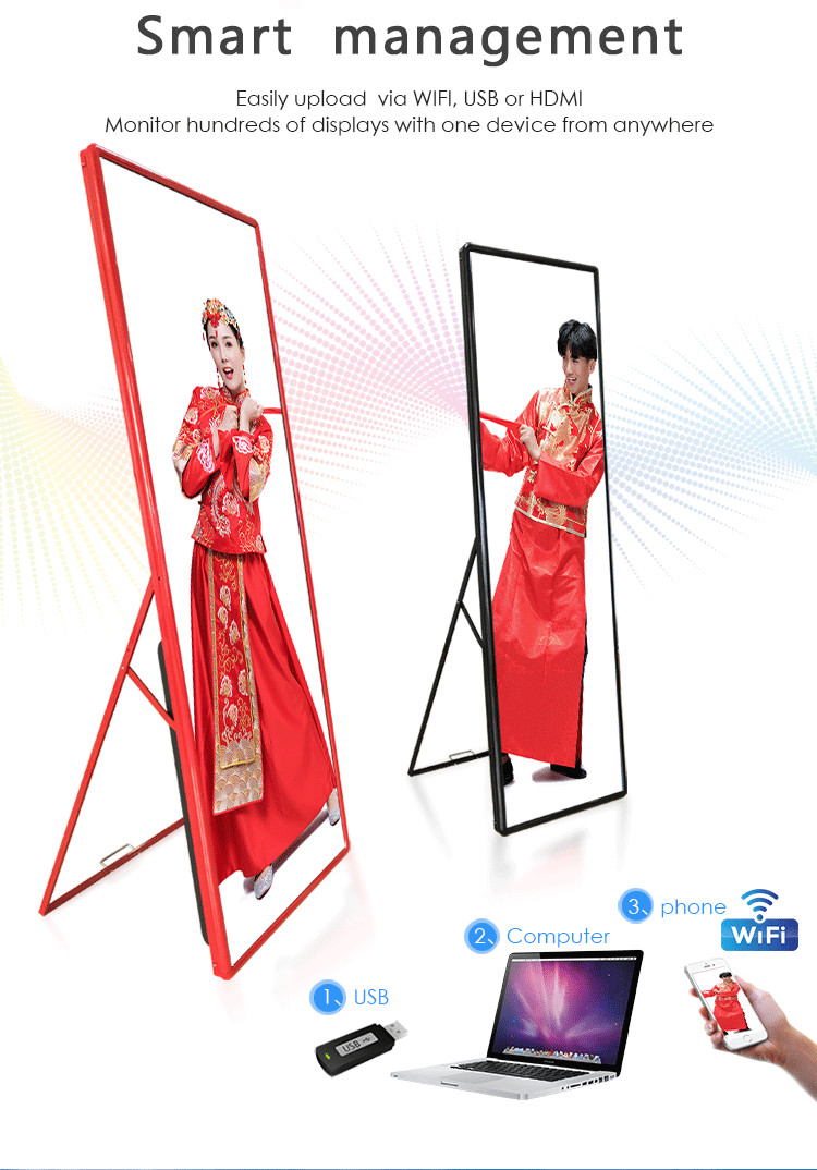 P2.5mm Floor Stand Poster LED Display, Portable LED Poster Board Full ...